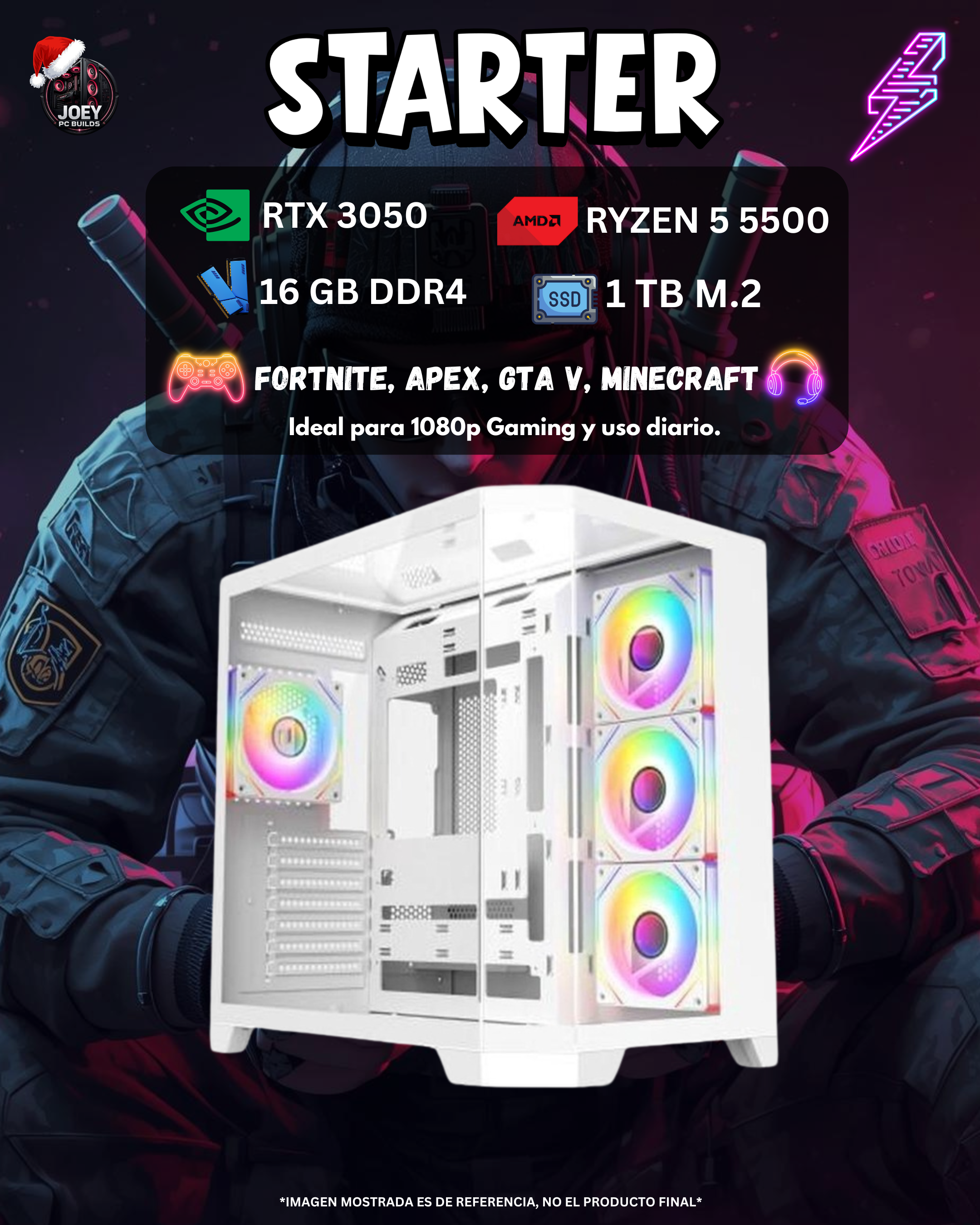 🎮 STARTER – RTX 3050 / Ryzen 5 5500 – Joeypcbuilds